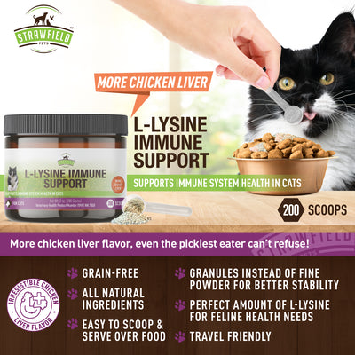 L-Lysine Immune Support for Cats - 900mg Per Included Scoop - 7oz(200g ...